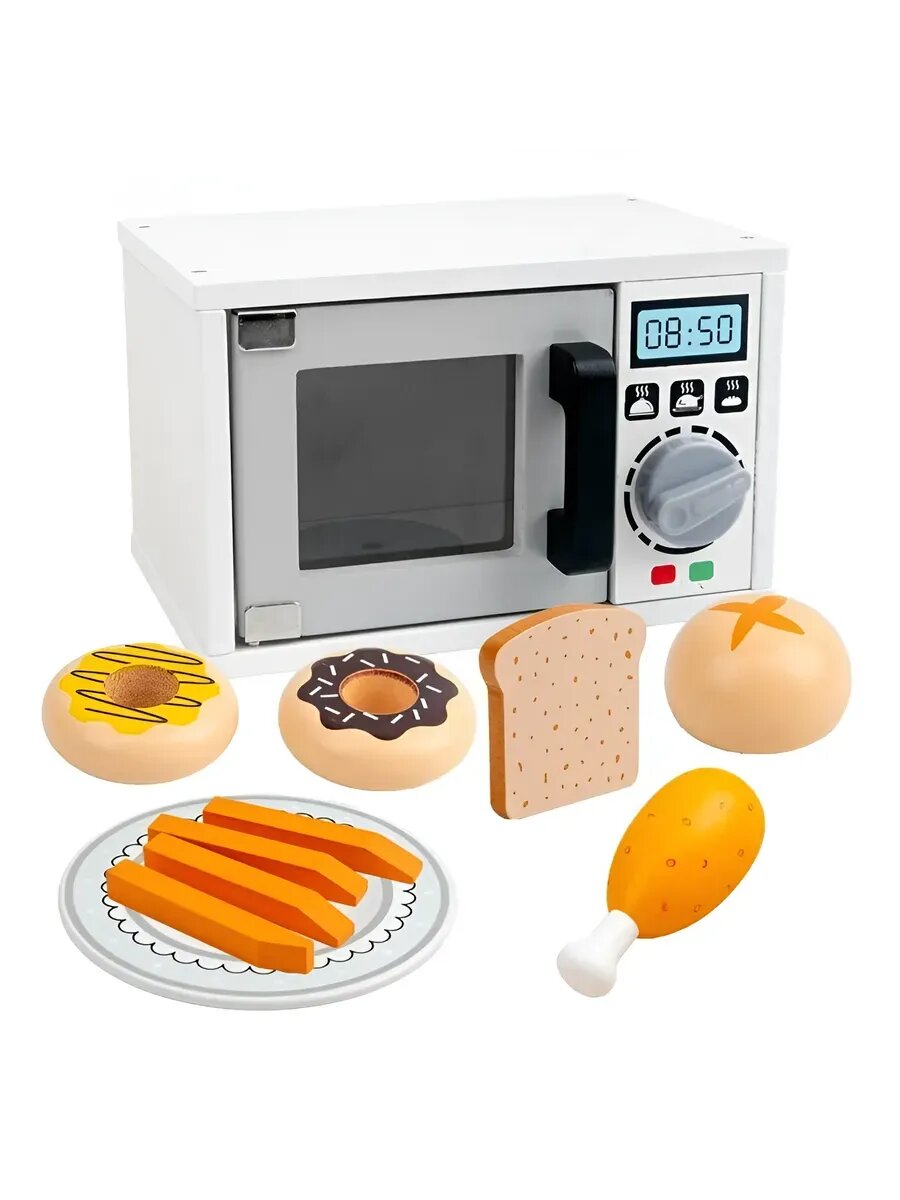 Игрушечная микроволновка, деревянная, ролевой набор, детская, для развития навыков