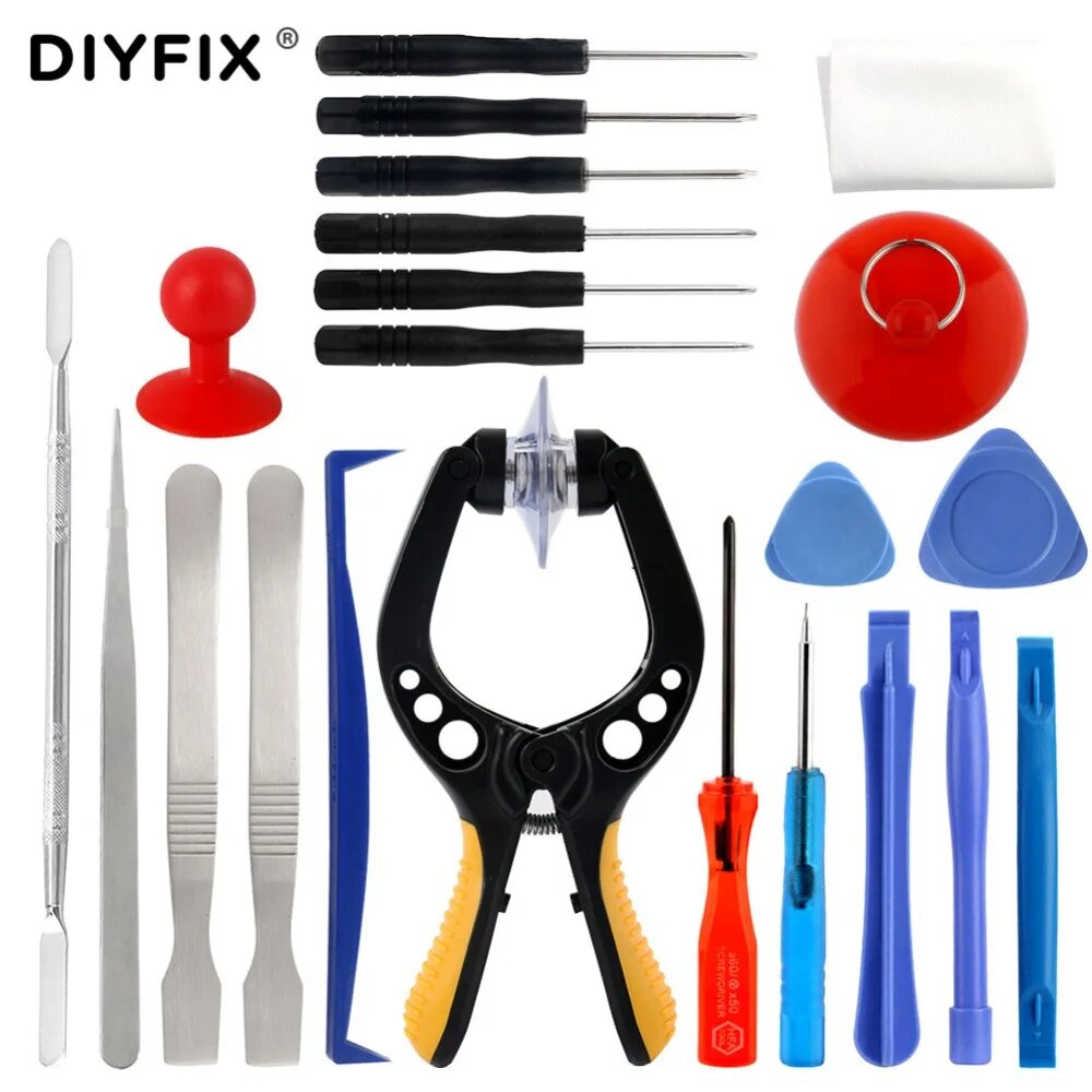 DIYFIX 22 в 1, инструменты для открытия, металлическая отвертка для смартфона, набор инструментов для разборки и ремонта iPhone, набор ручных инструментов Samsung