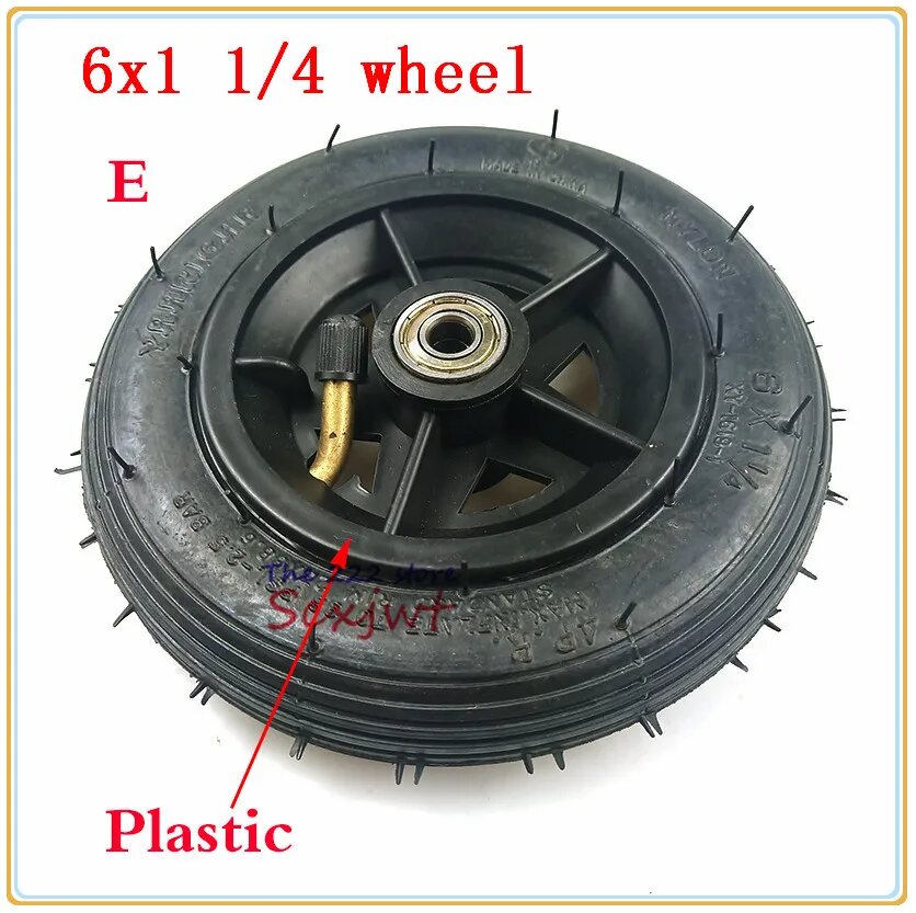 Мотоциклетная шина 6x1 1/4, 6-дюймовая шина для скутера, накачка/твердое колесо, сплав пластика, втулка, внутренняя трубка, колесо для электрического электронного велосипеда, Черный