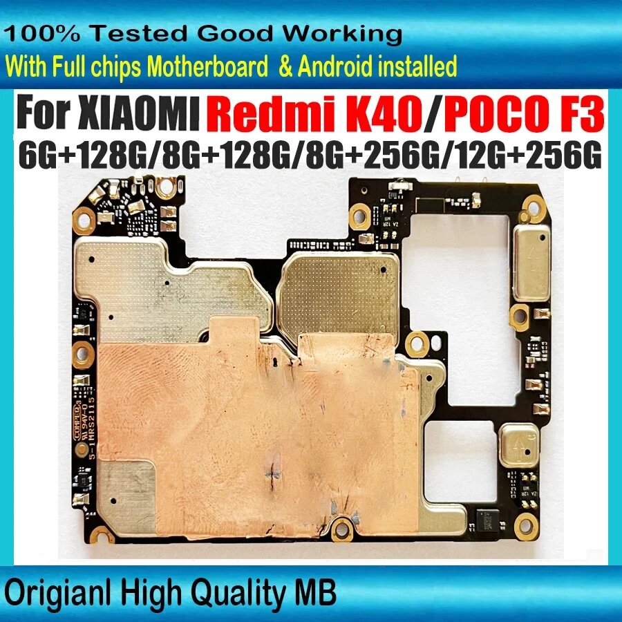 Для Xiaomi Redmi K40 Redmi POCO F3 100% разблокированная материнская плата, 12G RAM 256GB