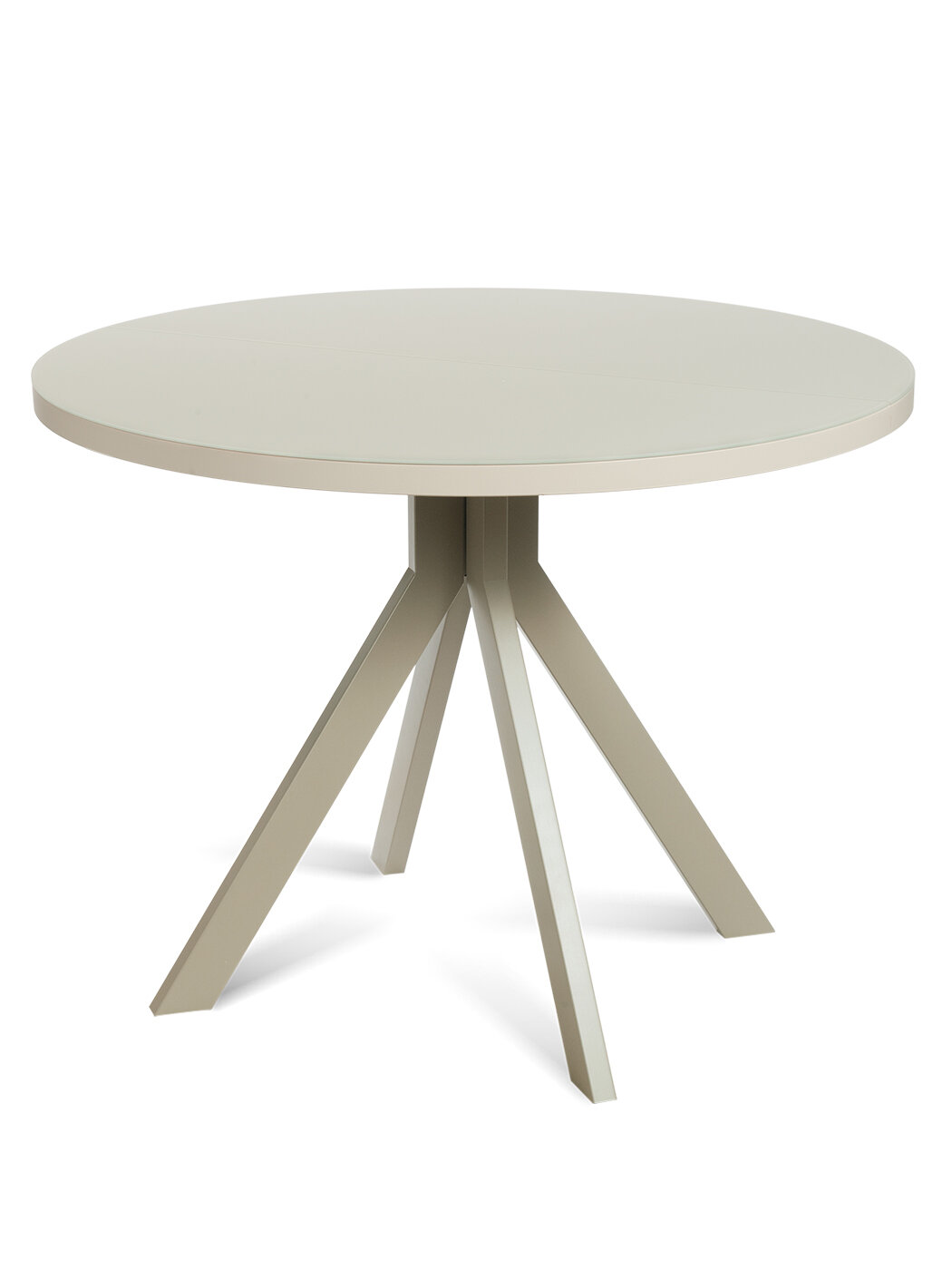 Стол стеклянный раздвижной OSAKA 100 CAP SILK, 100(+35)х100см (стекло матовое капучино/бежевые ножки)