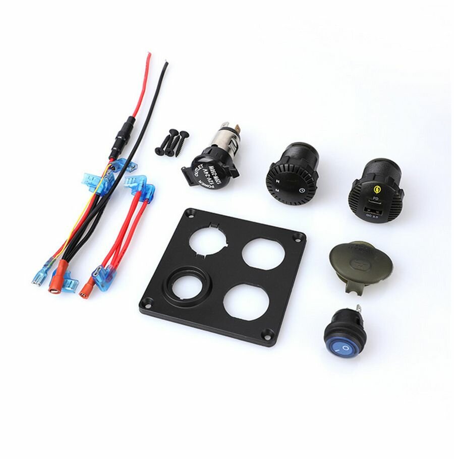 Автомобильное зарядное устройство Type-C 4-х панельное USB 12В 36 Вт с таймерной розеткой и адаптером USB-to-12V DC для прикуривателя, быстрая зарядка QC 3.0 для телефона