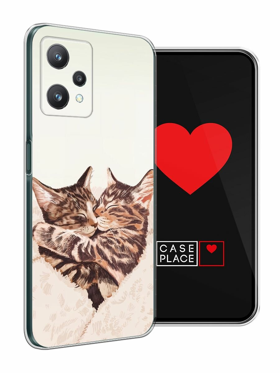 Чехол на Realme 9 5G / Реалми 9 5G с принтом "Влюбленные котейки - 14 февраля" — фото 1