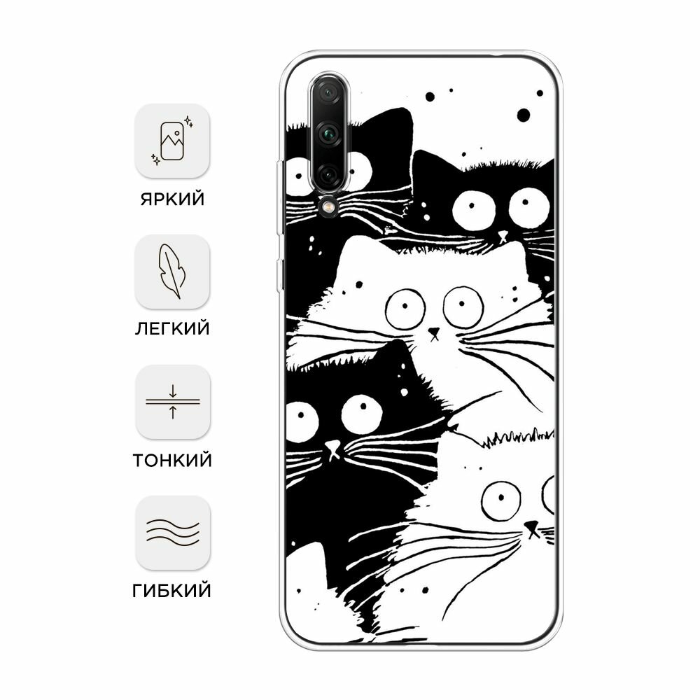 Силиконовый чехол на Honor 30i / Хонор 30i с принтом "Коты черно-белые" — фото 1