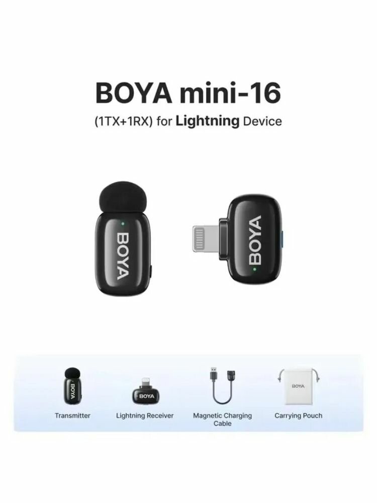BOYA Mini 16 Беспроводная Микрофонная Система 2-в-1 Mini Для Подавления Шума С Частотой 2,4 ГГц