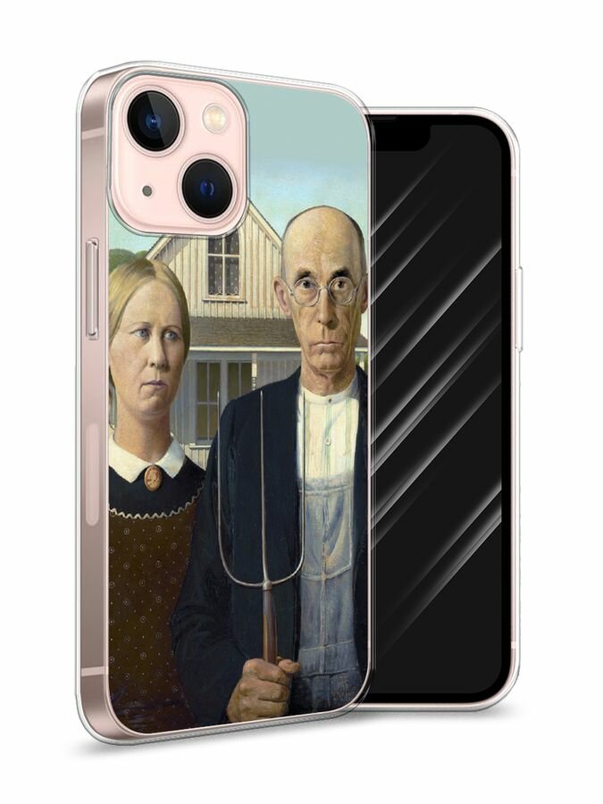 Чехол на Apple iPhone 13 mini / Айфон 13 мини с принтом Американская готика