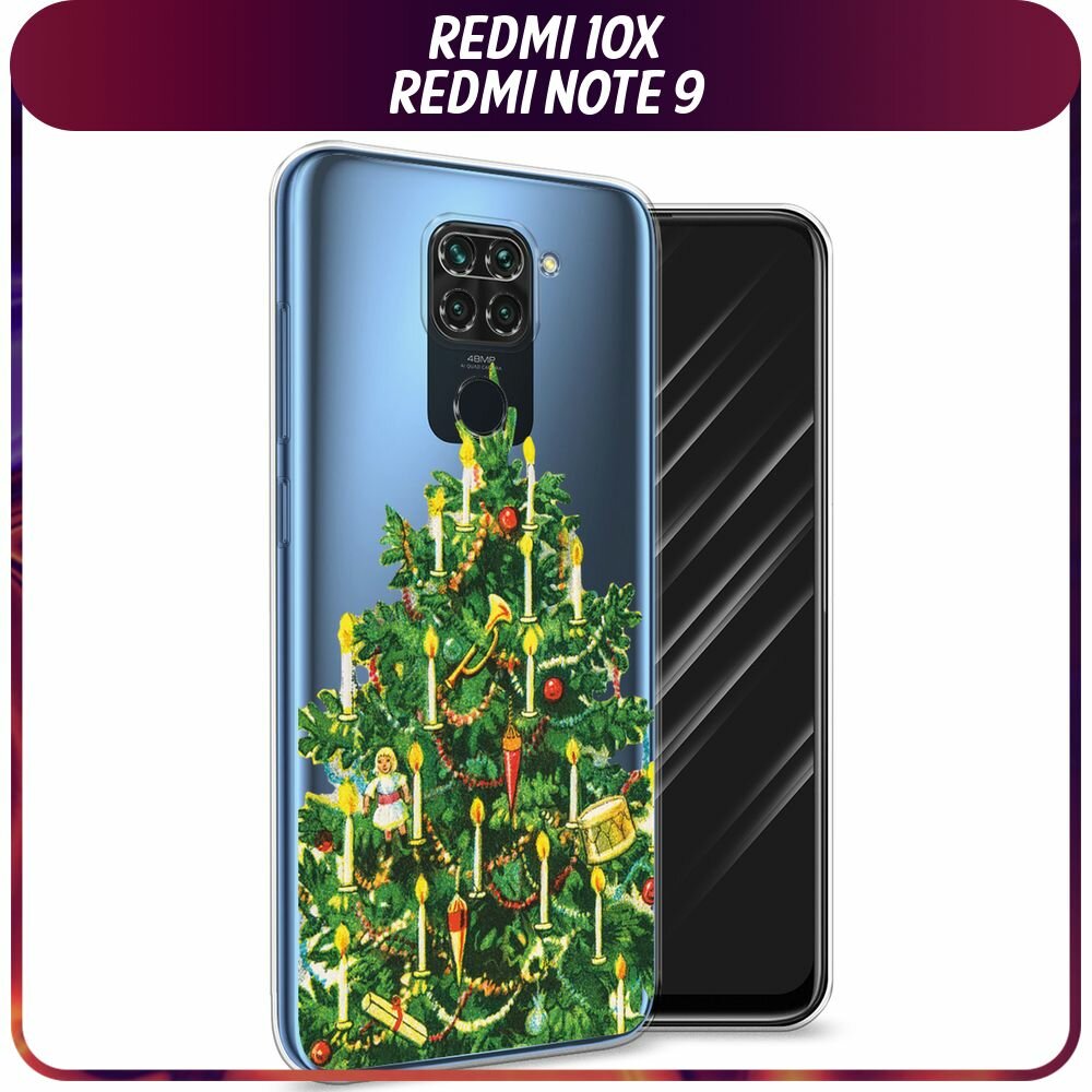 Чехол на Xiaomi Redmi 10X/Note 9 / Сяоми Редми 10Х/Редми Нот 9 с принтом Рождественская ель, прозрачный