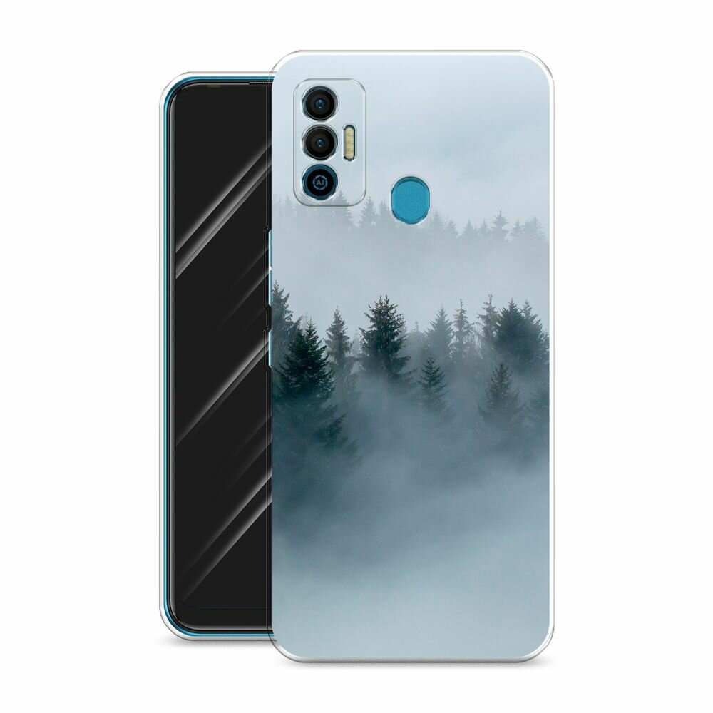 Чехол на Tecno Spark 7 / Техно Спарк 7 с принтом "Лес в тумане" — фото 1