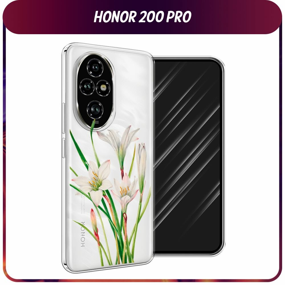 Чехол на Honor 200 Pro / Хонор 200 Про с принтом "White lily", прозрачный