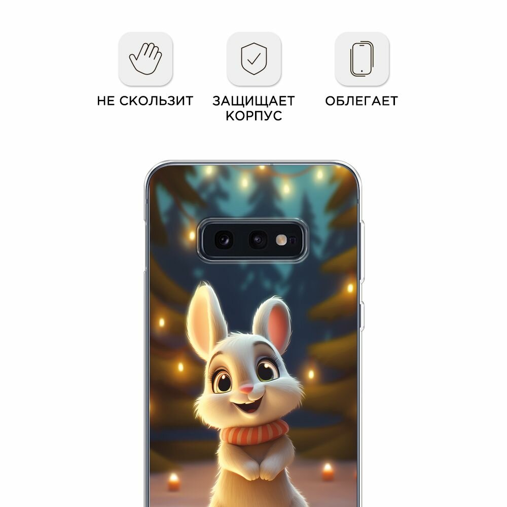Чехол на Samsung Galaxy S10E / Самсунг Галакси S10E с принтом "Кролик среди свечей" — фото 1