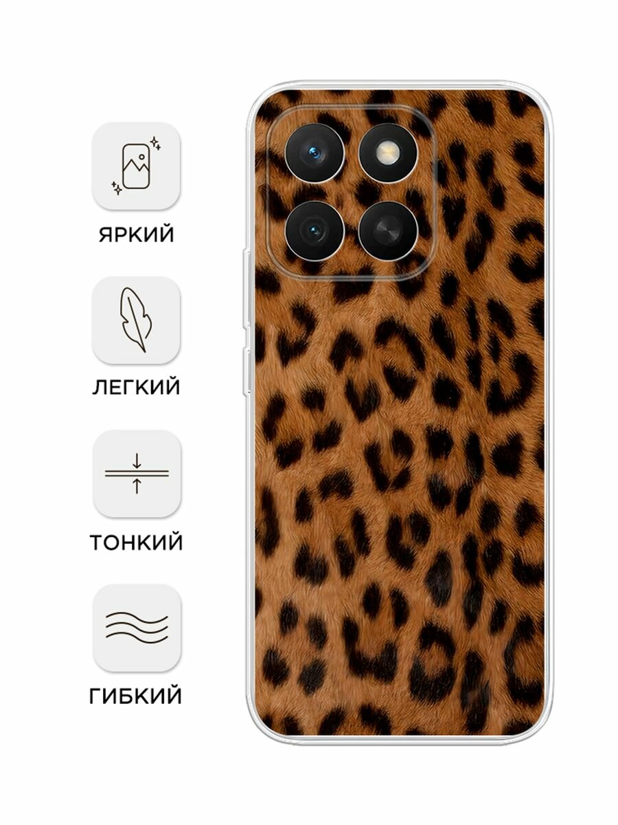 Силиконовый чехол на Honor X8c / Хонор X8c с принтом "Мех леопарда" — фото 1