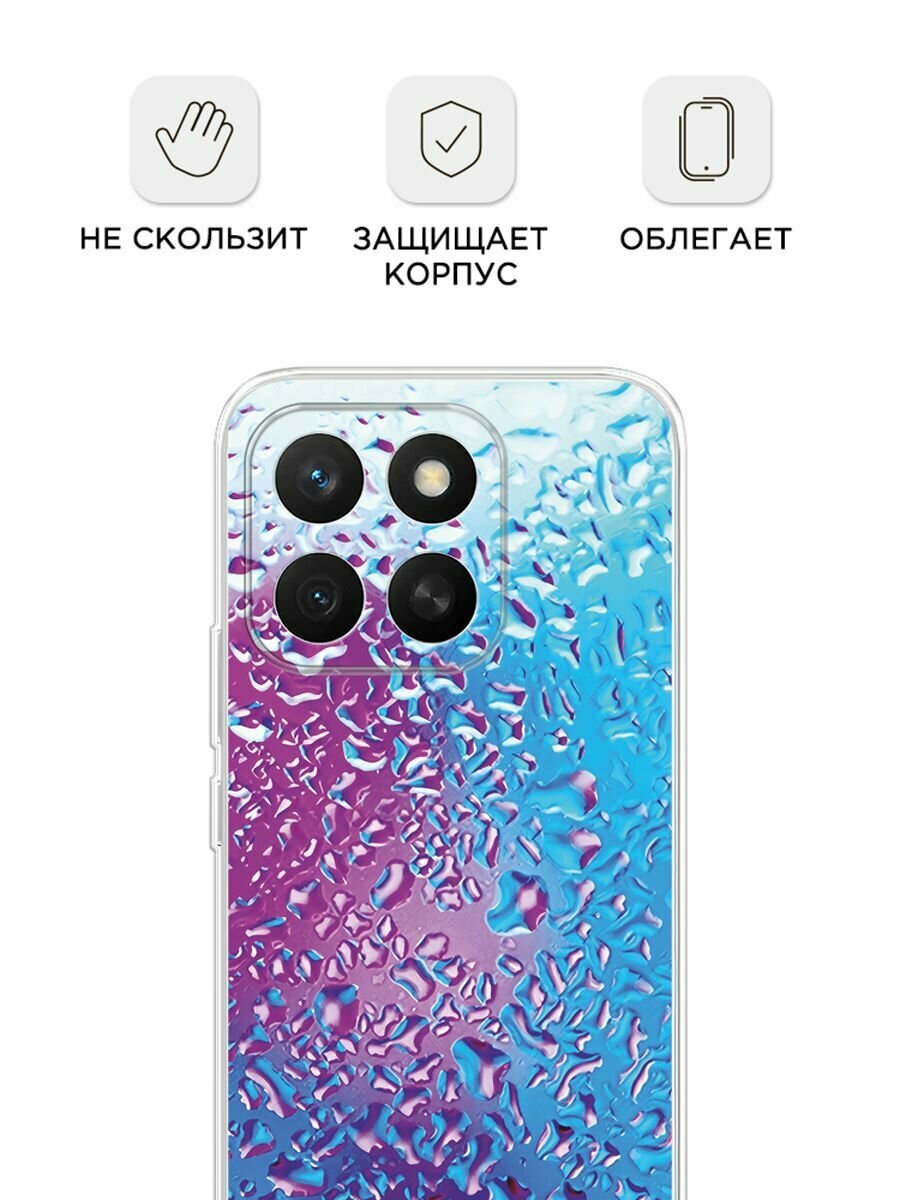 Силиконовый чехол на Honor X8c / Хонор X8c с принтом "Капли на стекле" — фото 1