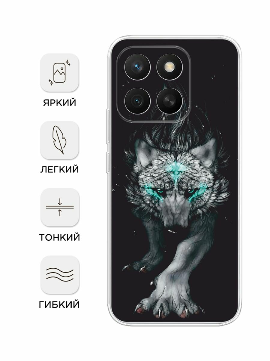 Силиконовый чехол на Honor X8c / Хонор X8c с принтом "Крадущийся волк" — фото 1