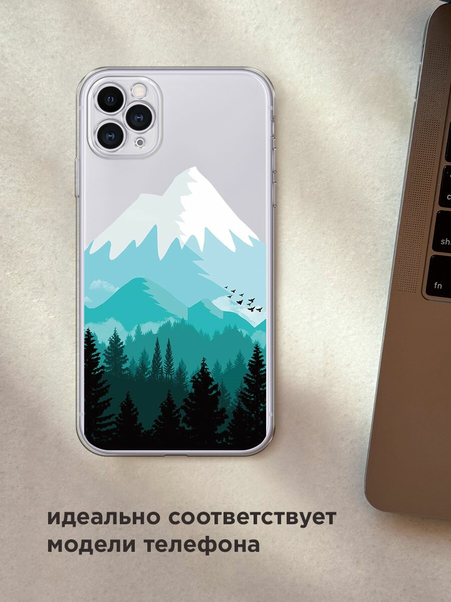 Чехол на Apple iPhone 11 Pro / Айфон 11 Про с принтом "Синяя снежная гора", прозрачный — фото 1