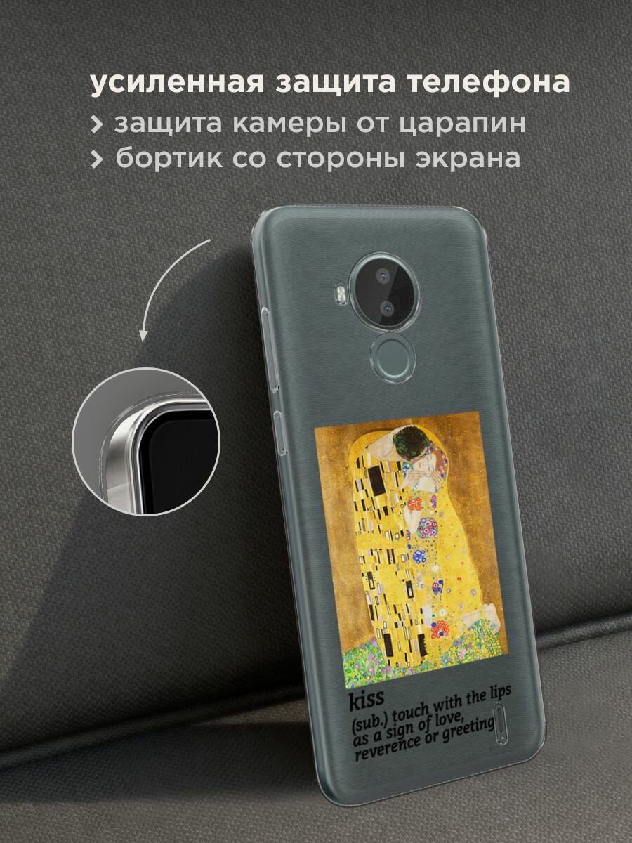Чехол на Nokia C30 / Нокия C30 с принтом "The kiss", прозрачный — фото 1