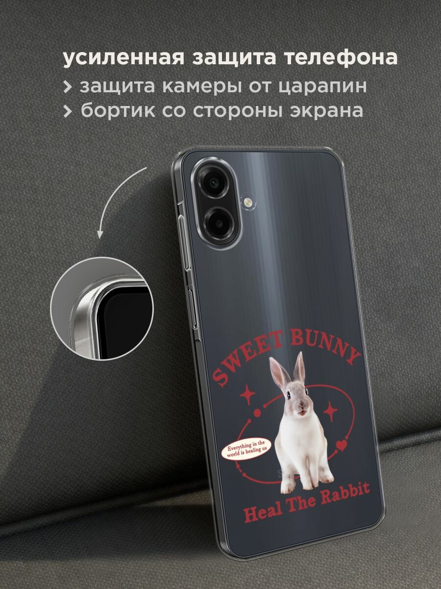 Чехол на Samsung Galaxy A07 / Самсунг А07 с принтом "Heal the rabbit", прозрачный — фото 1