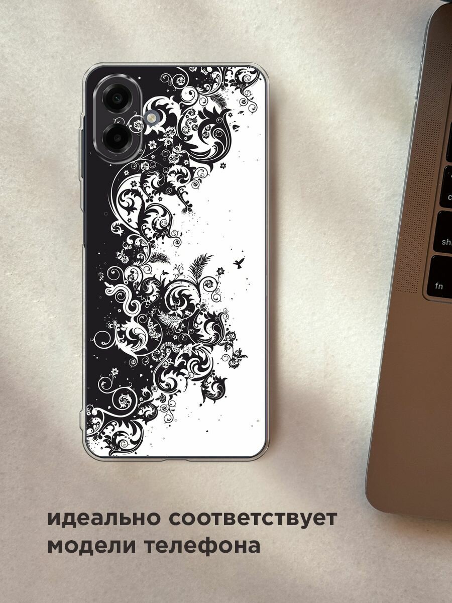 Чехол на Samsung Galaxy A07 / Самсунг А07 с принтом "Черно белый узор" — фото 1