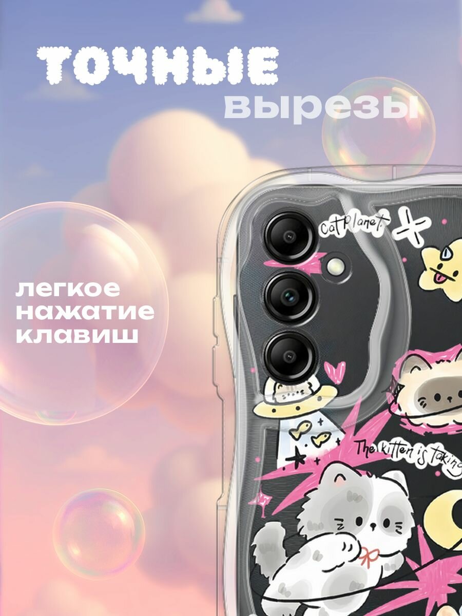 Чехол на Samsung Galaxy A15 / Самсунг А15 с принтом "Космокотики" — фото 1
