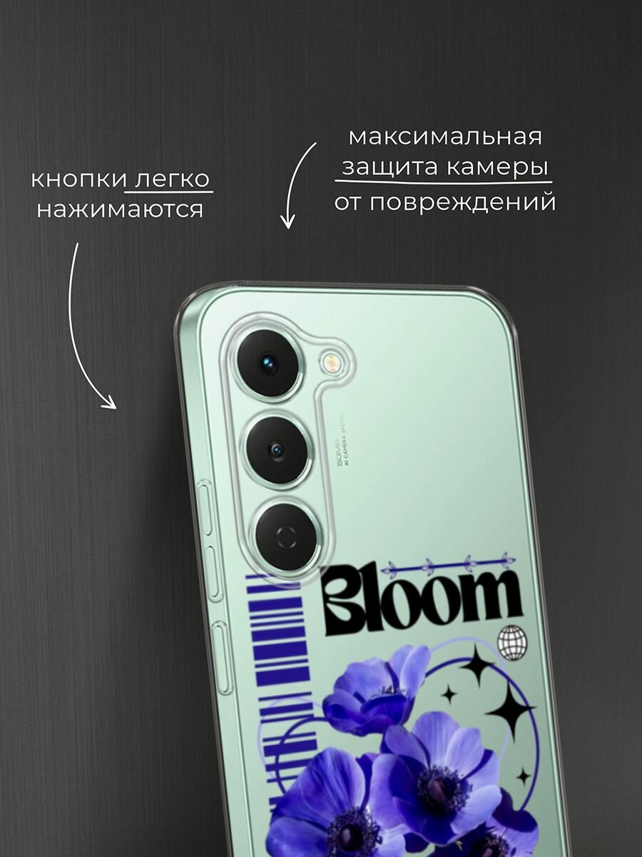 Чехол на Tecno Spark 40 Pro / Текно Спарк 40 Про с принтом "Завораживающие анемоны", прозрачный — фото 1