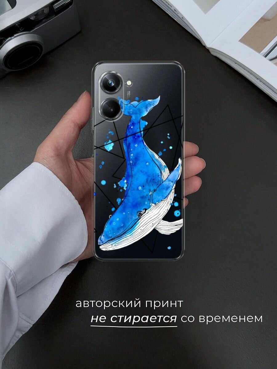 Чехол на Realme 10 Pro / Реалми 10 Про с принтом "Кит графика", прозрачный — фото 1