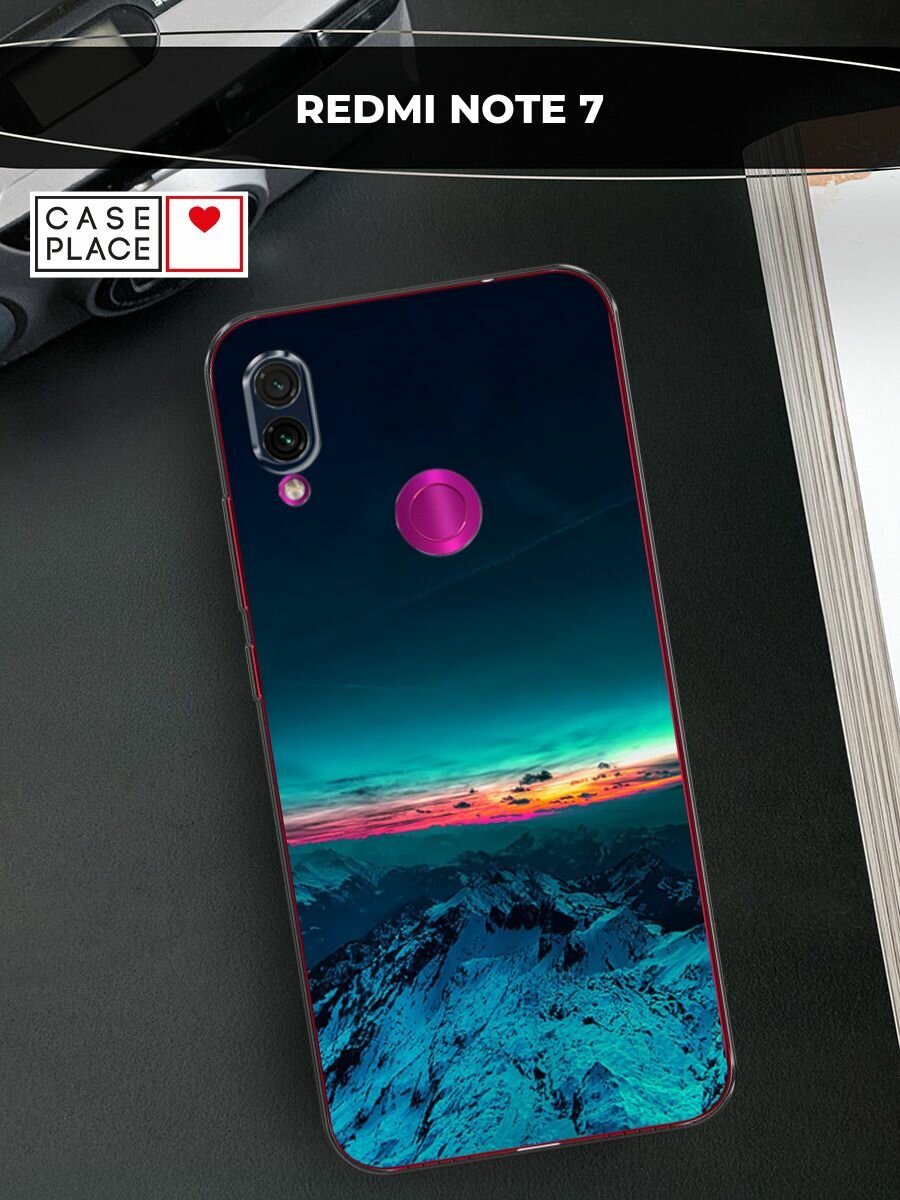 Чехол на Xiaomi Redmi Note 7 / Сяоми Редми Нот 7 с принтом "Закат в горах"