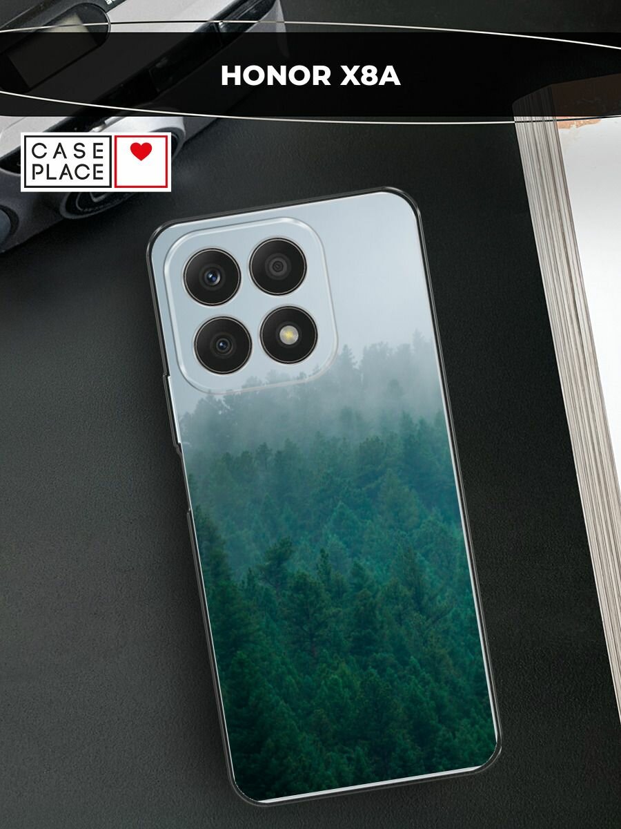 Силиконовый чехол на Honor X8A / Хонор X8A с принтом "Лес в облаках"