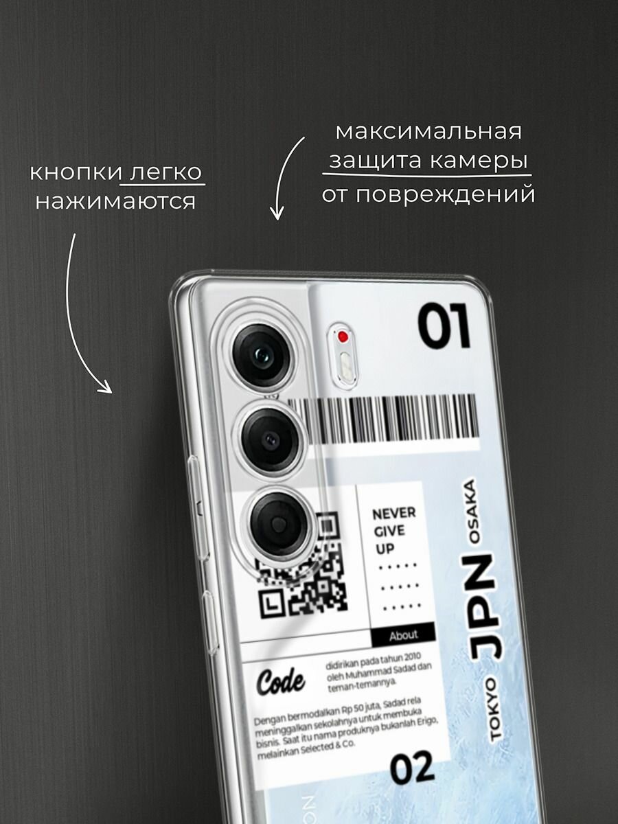 Чехол на Tecno Camon 40 Pro / Текно Камон 40 Про с принтом "JPN", прозрачный — фото 1