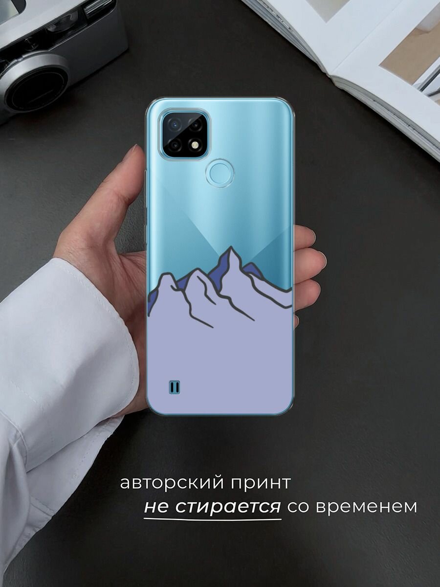Чехол на Realme C21 / Реалми С21 с принтом "Гора", прозрачный — фото 1