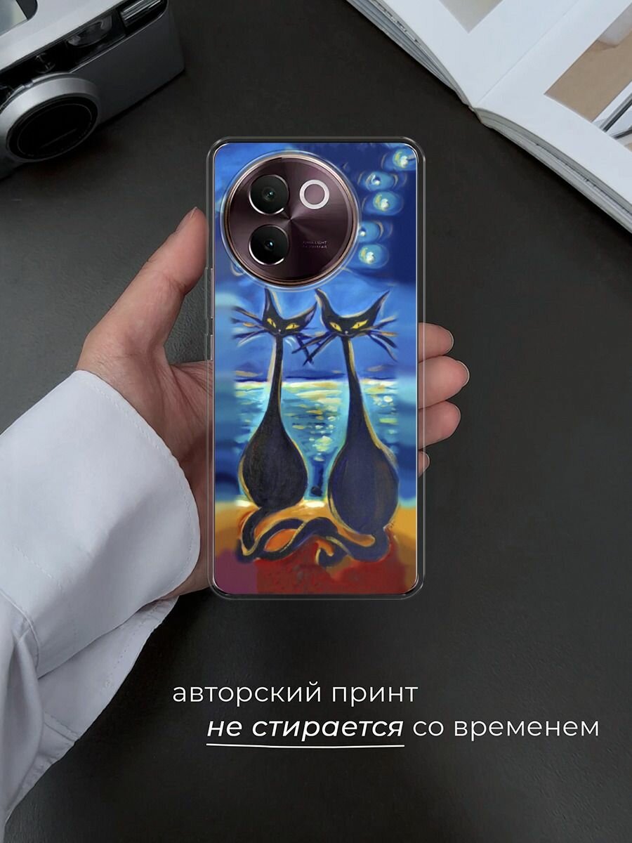 Чехол на Vivo V30e / Виво В30е с принтом "Влюбленные котики 7" — фото 1