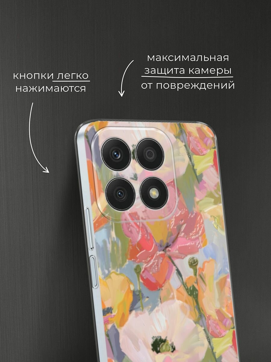 Чехол на Honor X8A / Хонор X8A с принтом "Акварельные анемоны" — фото 1