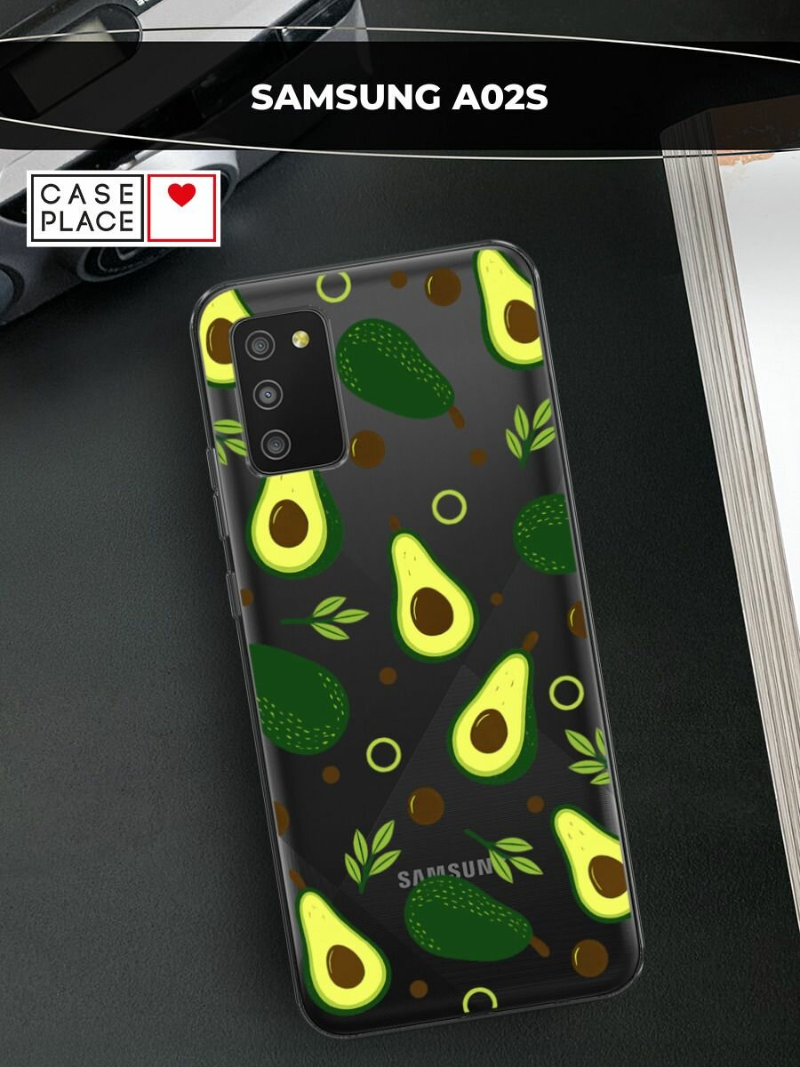 Чехол на Samsung Galaxy A02s / Самсунг Галакси A02s с принтом "Авокадо паттерн", прозрачный