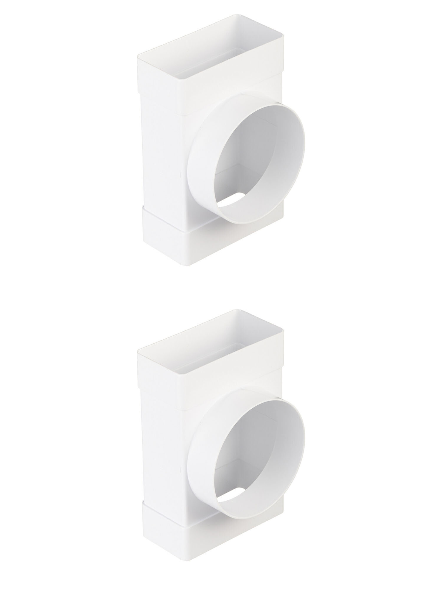 Соединитель Т-образный пластиковый для плоских воздуховодов 55х110 мм с круглыми d100 мм (2 шт.)