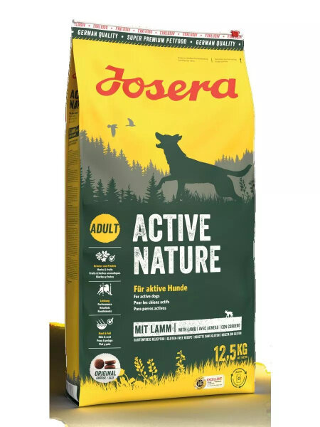 JOSERA Active Nature Adult Medium/Maxi 28/16, корм для собак с домашней птицей, ягненком и фруктами 12,5 кг
