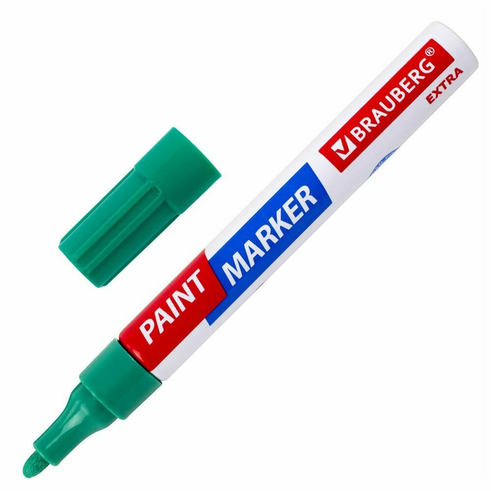 Маркер-краска лаковый EXTRA (paint marker) 4 мм, зеленый, усиленная нитро-основа, BRAUBERG