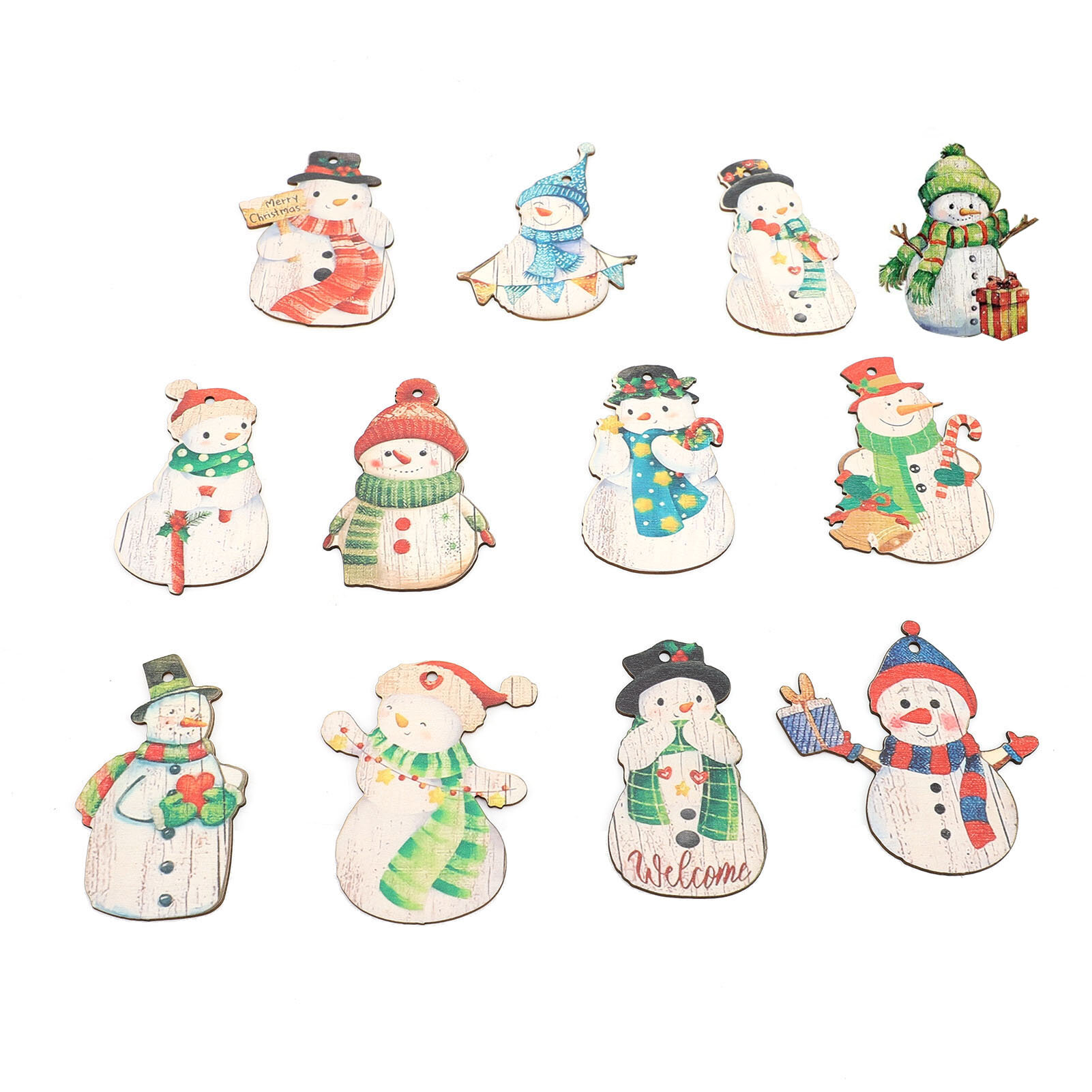 36 шт. Рождественский снеговик, деревянные украшения, подвесные украшения для рождественской елки, снеговики для праздничного декора вечеринки