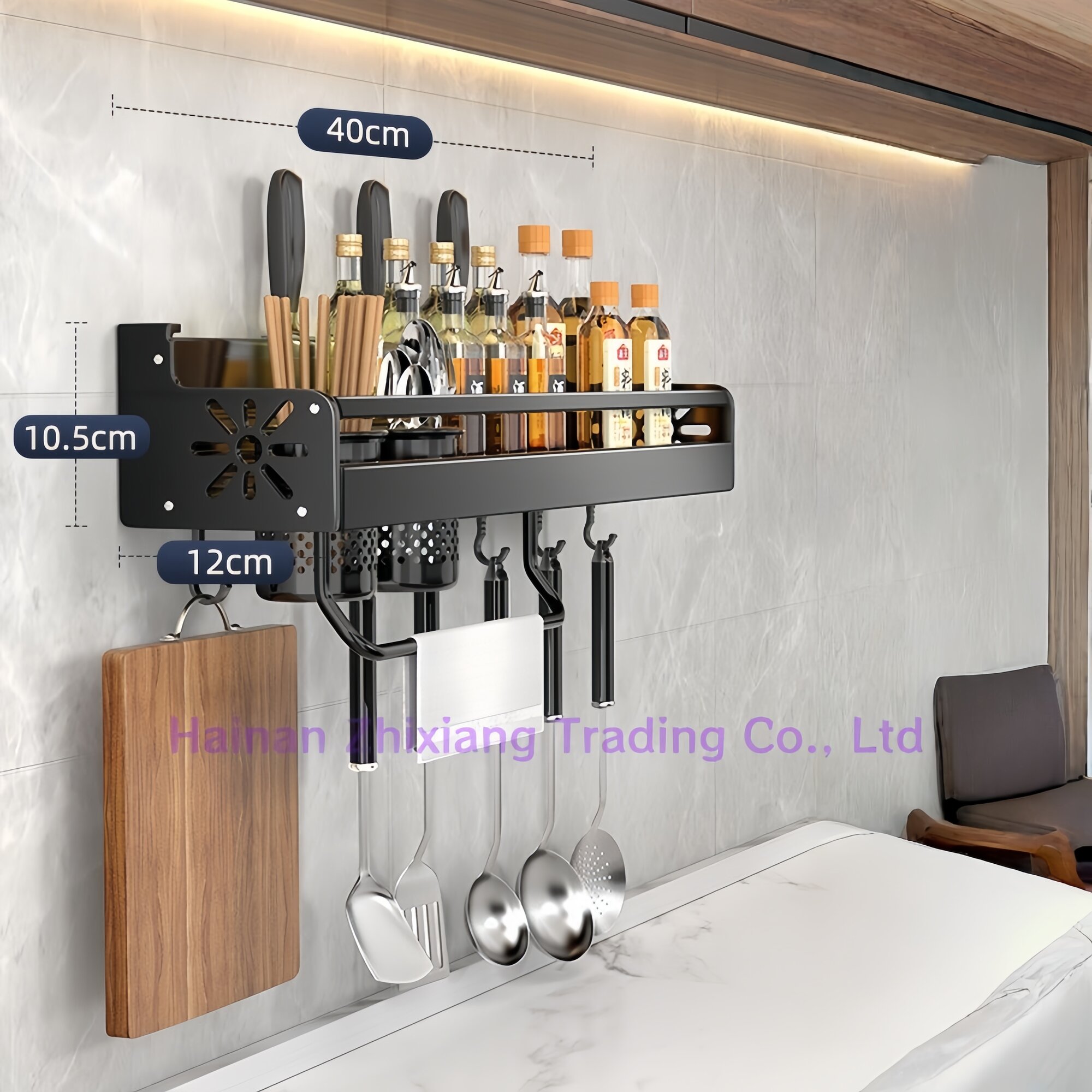 Hainan Zhixiang Настенная стойка, для хранения кухонных принадлежностей, авиационный алюминий，40cm