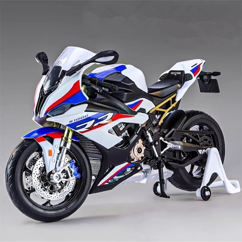 Большой размер 1/9 S1000RR, гоночный мотоцикл из сплава, имитация литья под давлением, металлическая уличная спортивная модель мотоцикла со светом, детские игрушки, подарок, Белый