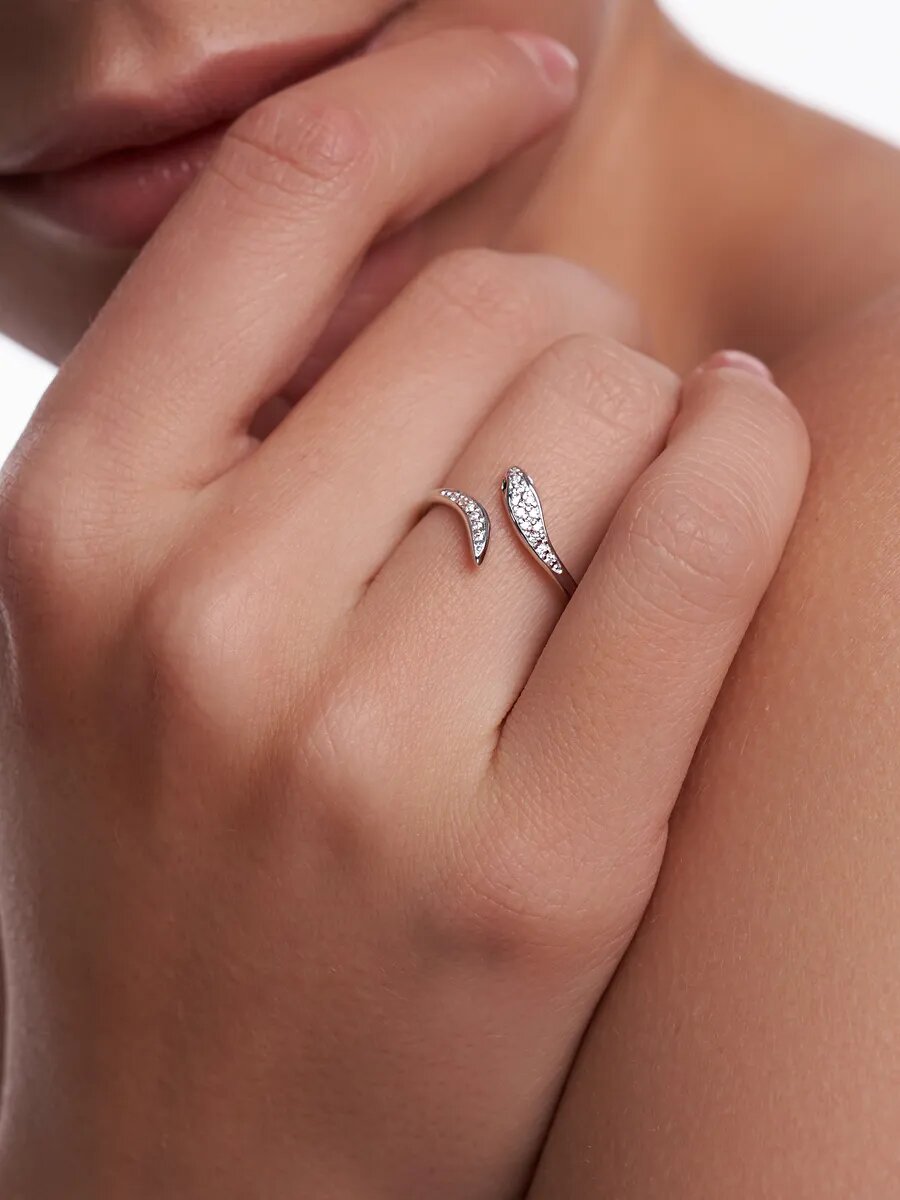 Кольцо, серебро, 925 проба, родирование, фианит