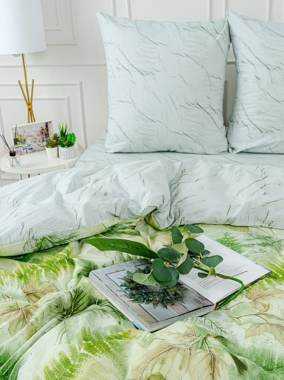 Постельное белье 2 спальное LOVEBERRY из перкаля, простыня на резинке 160х200