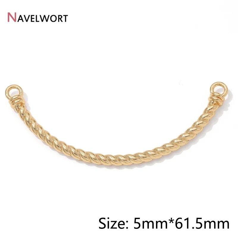Соединительные крючки для браслетов NAVELWORT, 14K gold plated, 2 шт, 61.5x5 мм