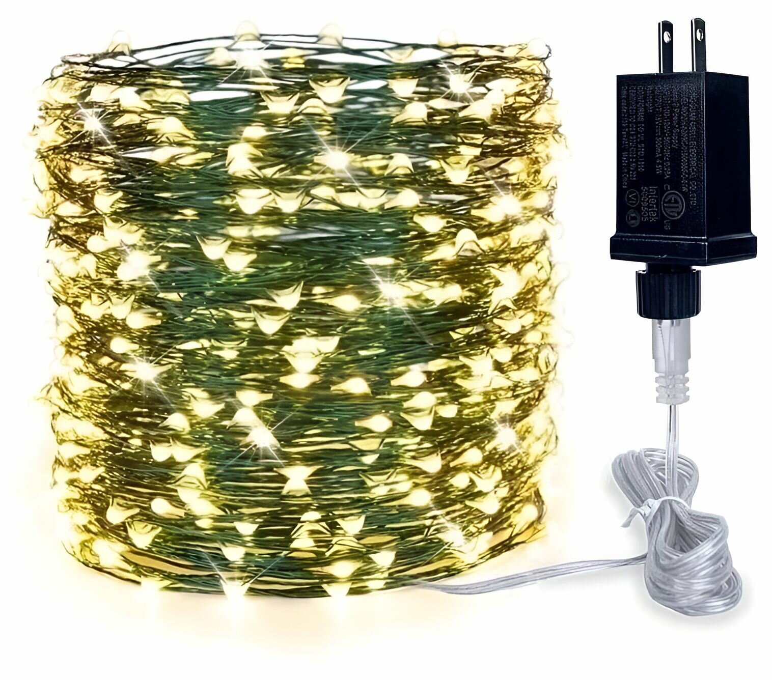 Электрогирлянда интерьерная Роса Светодиодная 50 ламп, 50м. зелёный провод, теплый белый