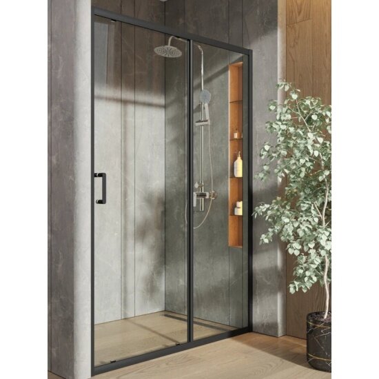 Душевое ограждение Orange E02-130TB в нишу с раздвижной дверкой, матовый черный