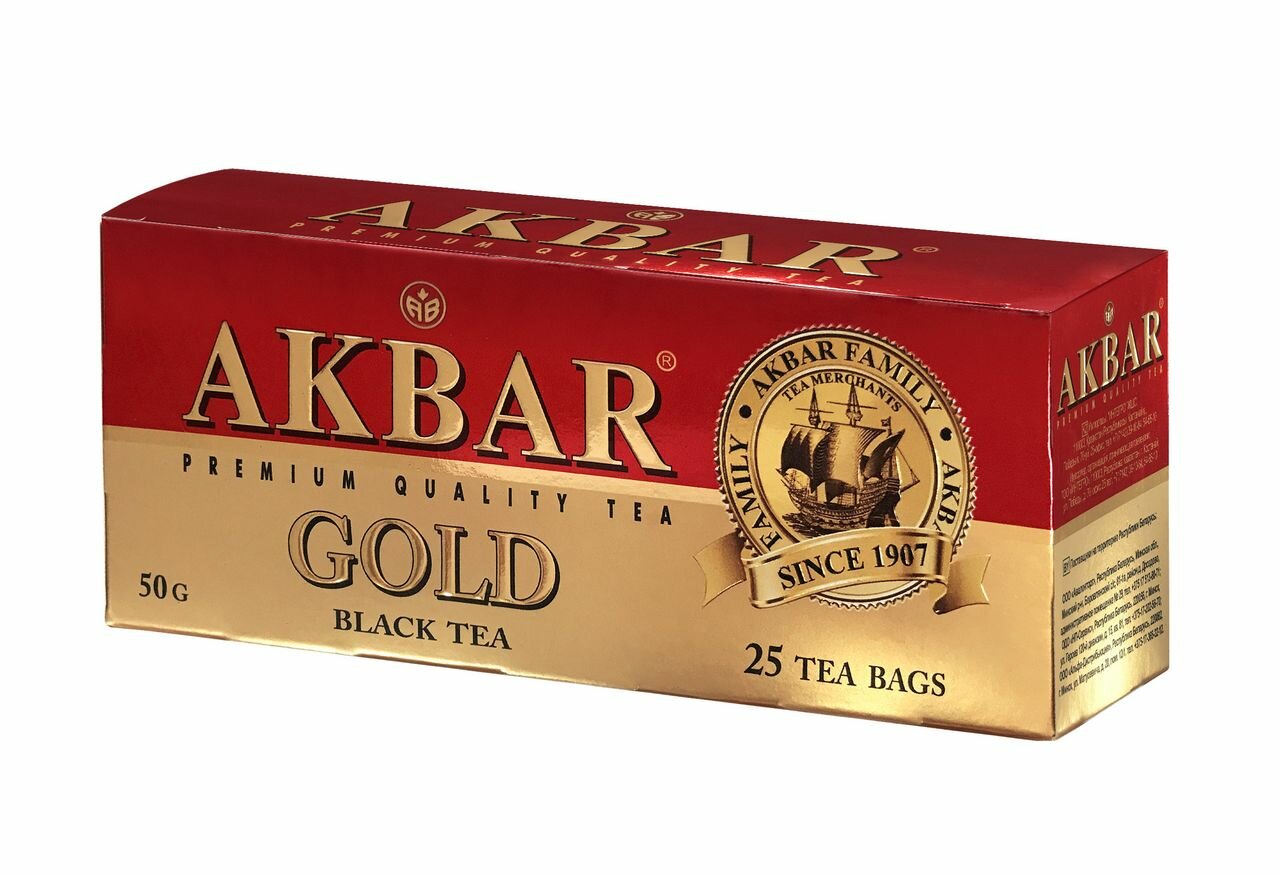 Чай черный Akbar GOLD в пакетиках 2 г х 25 шт x 10 упаковки