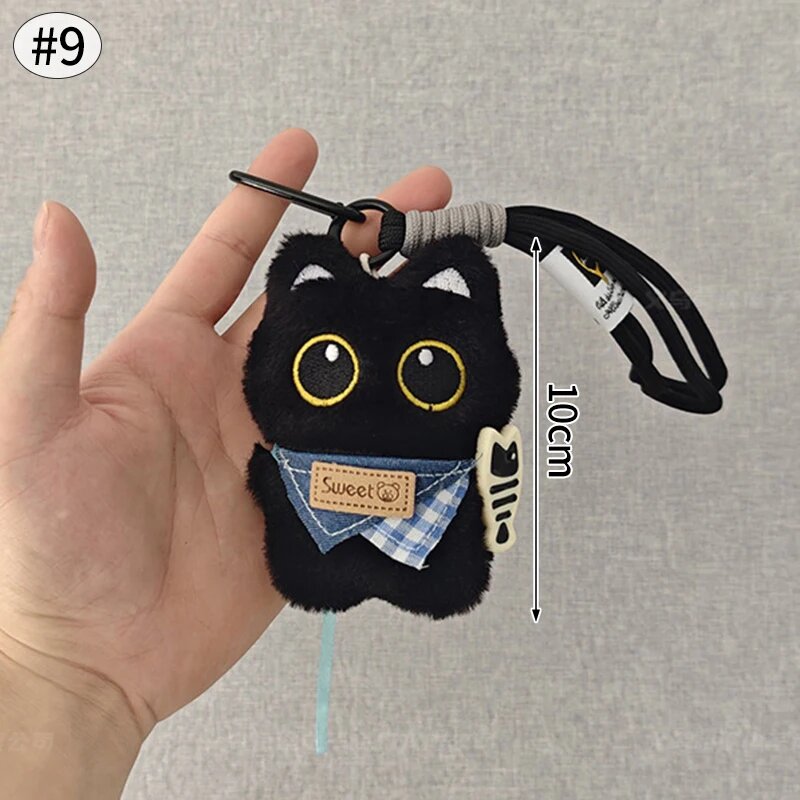 Плюшевый брелок черный кот MINISO Черный, S32