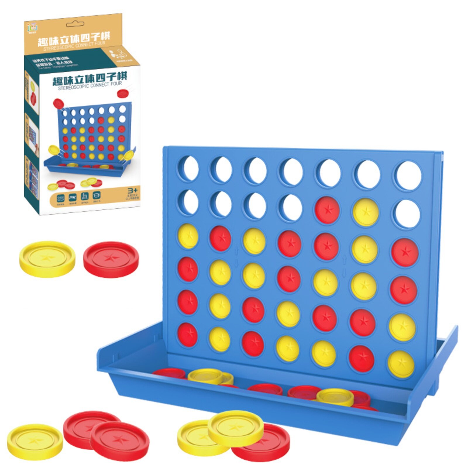 Игра в 4 в ряд Классическая игра для тренировки мозга Пластиковая настольная игра Connect Four Набор для игры в 4 в ряд Стратегические игры для семьи детей и взрослых