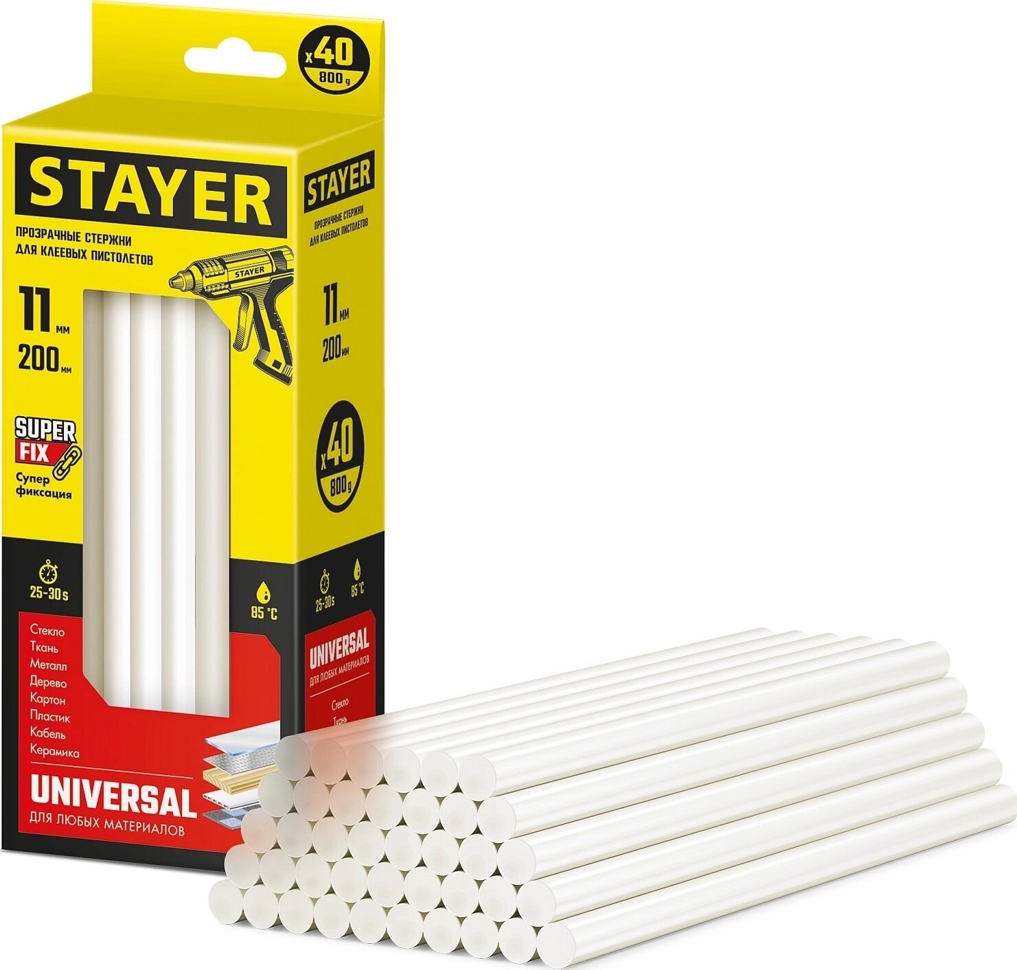 Универсальные клеевые стержни Professional STAYER 2-06821-T-S40
