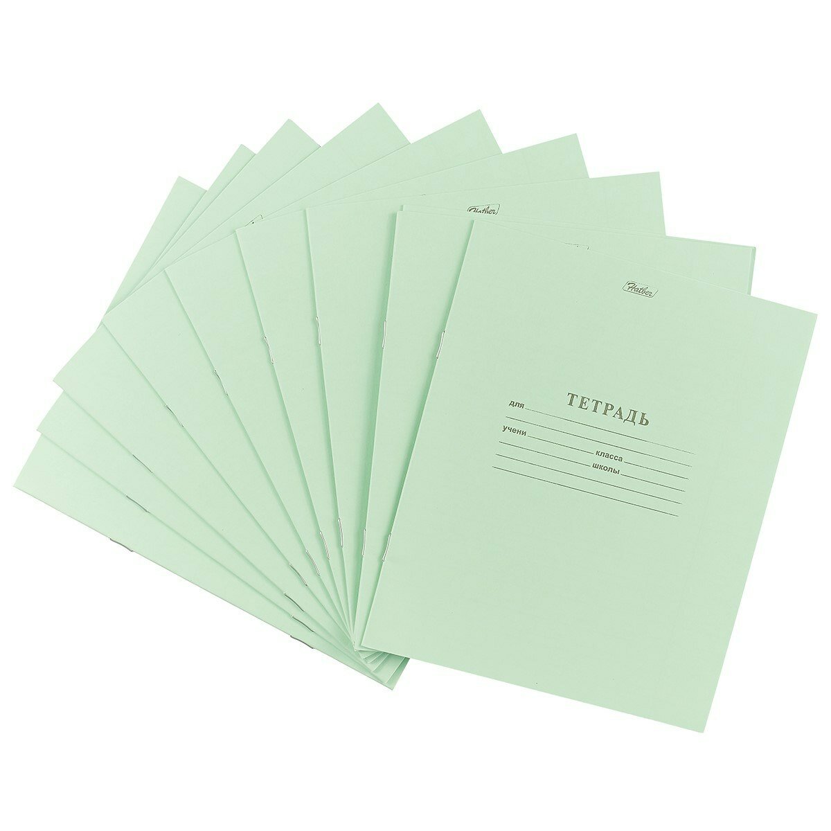 Тетради в узкую линейку Hatber, 12 листов, зеленые, 10 штук