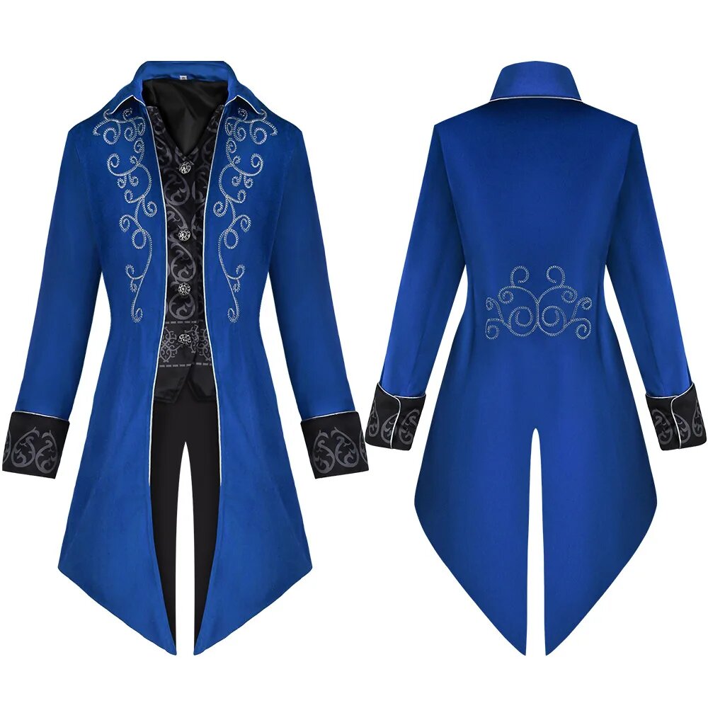 Винтажный готический плащ из полиэстера Синий, S, g