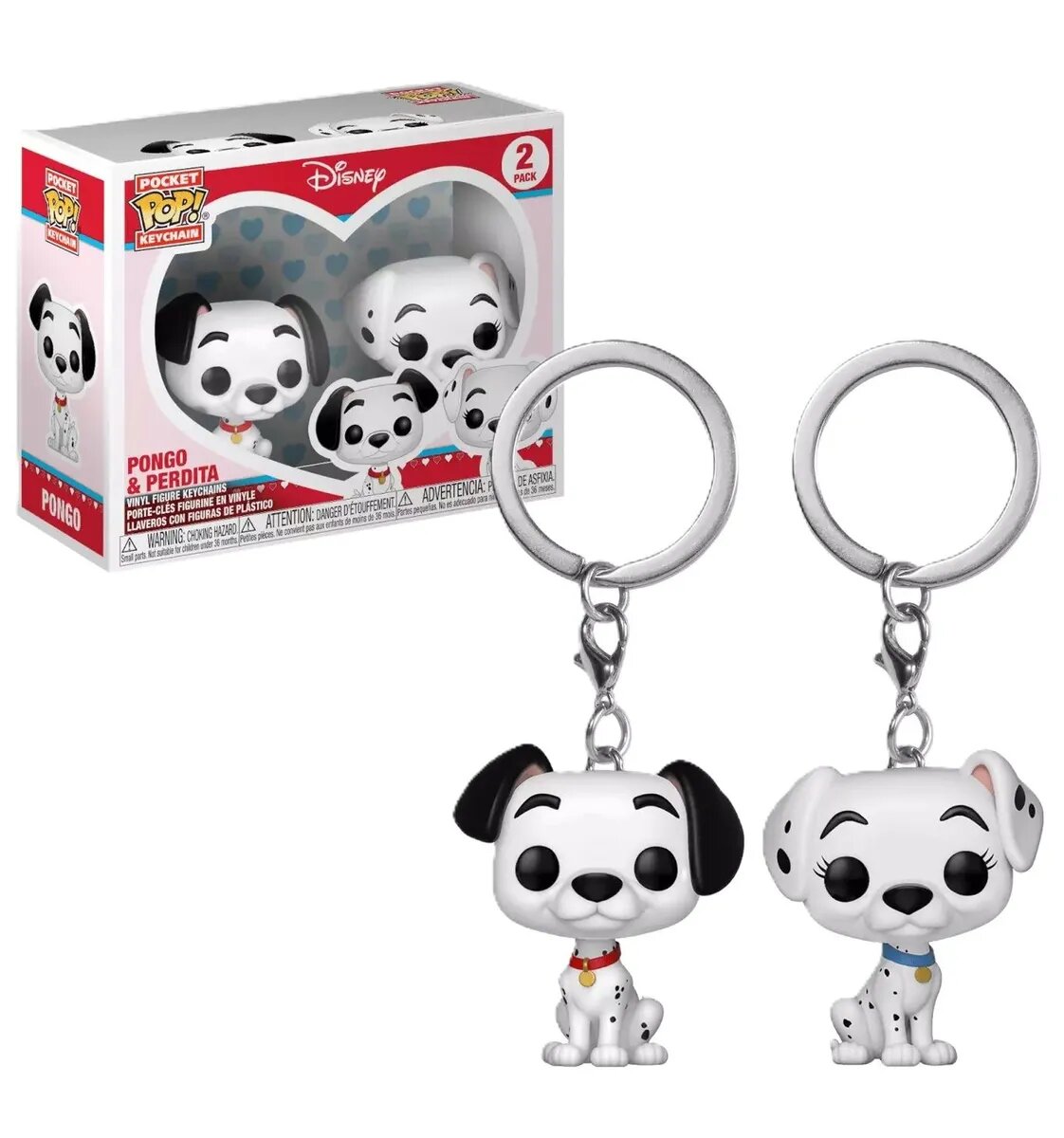 Набор брелков Дисней 101 далматинец Понго и Пердита / Keychain Disney 101 Dalmatians Pongo & Perdita 2шт (9см)