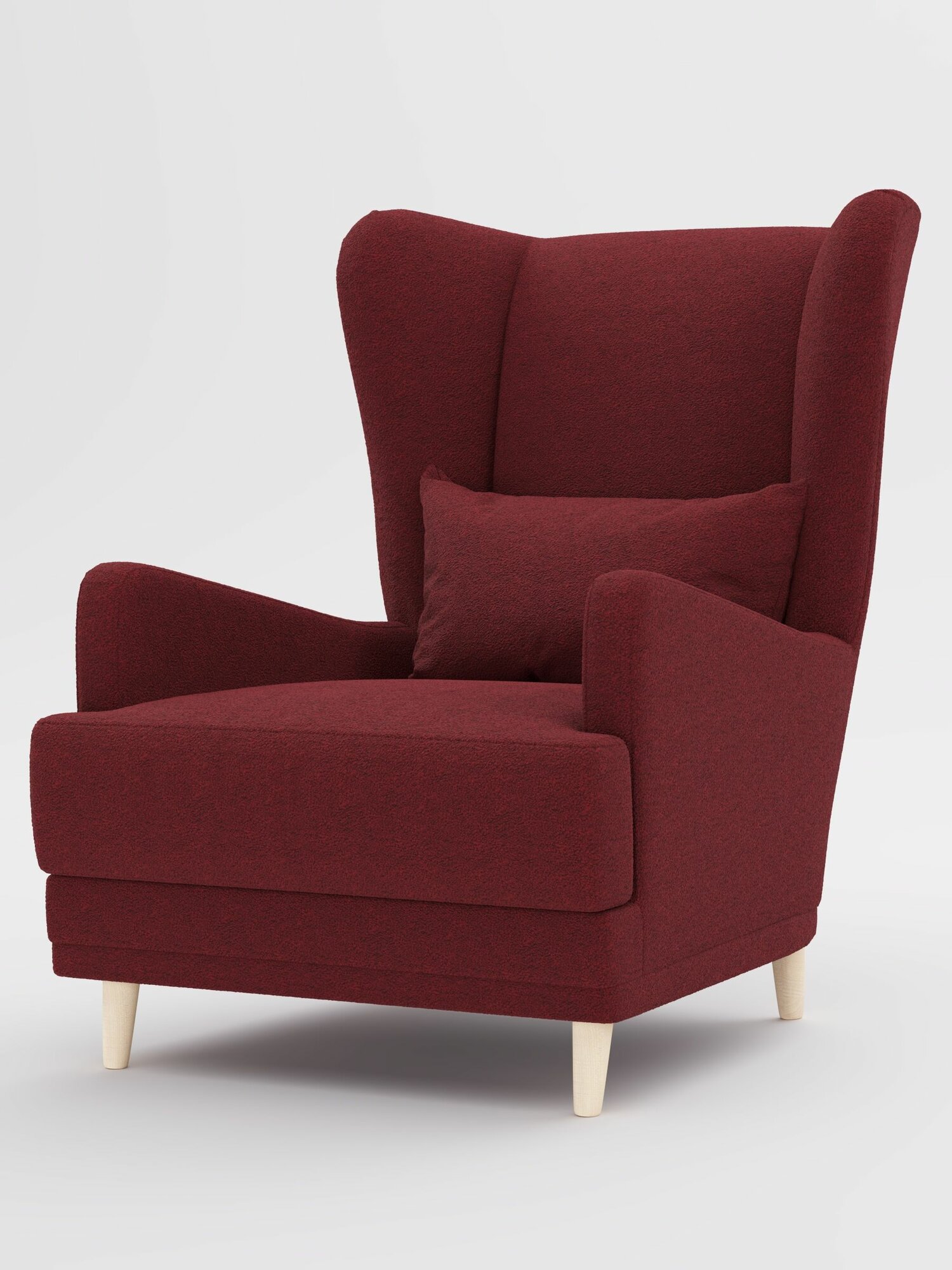 Кресло мягкое для дома, отдыха в гостиной Марсель от W&B, искусственный мех, цвет: красный